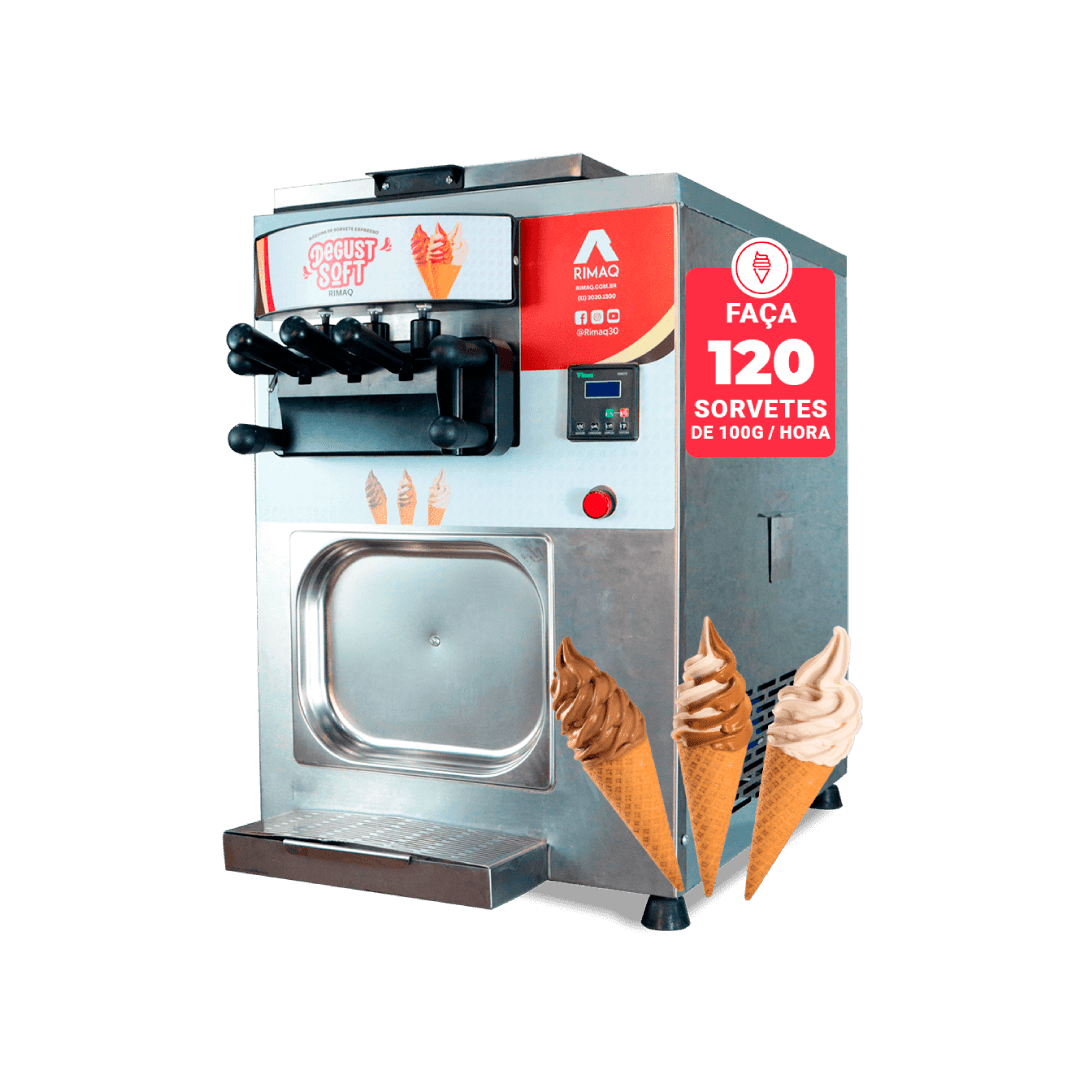 Máquina de Sorvete Expresso. Produza 120 casquinhas por hora.